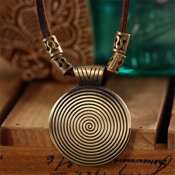 Hypnosis Circle Leather Pendant Necklace – Buddhatrends