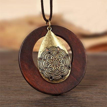 Tear Drop Wooden Pendant Necklace – Buddhatrends