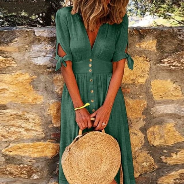 Helena Modest Button Up Dress – Buddhatrends